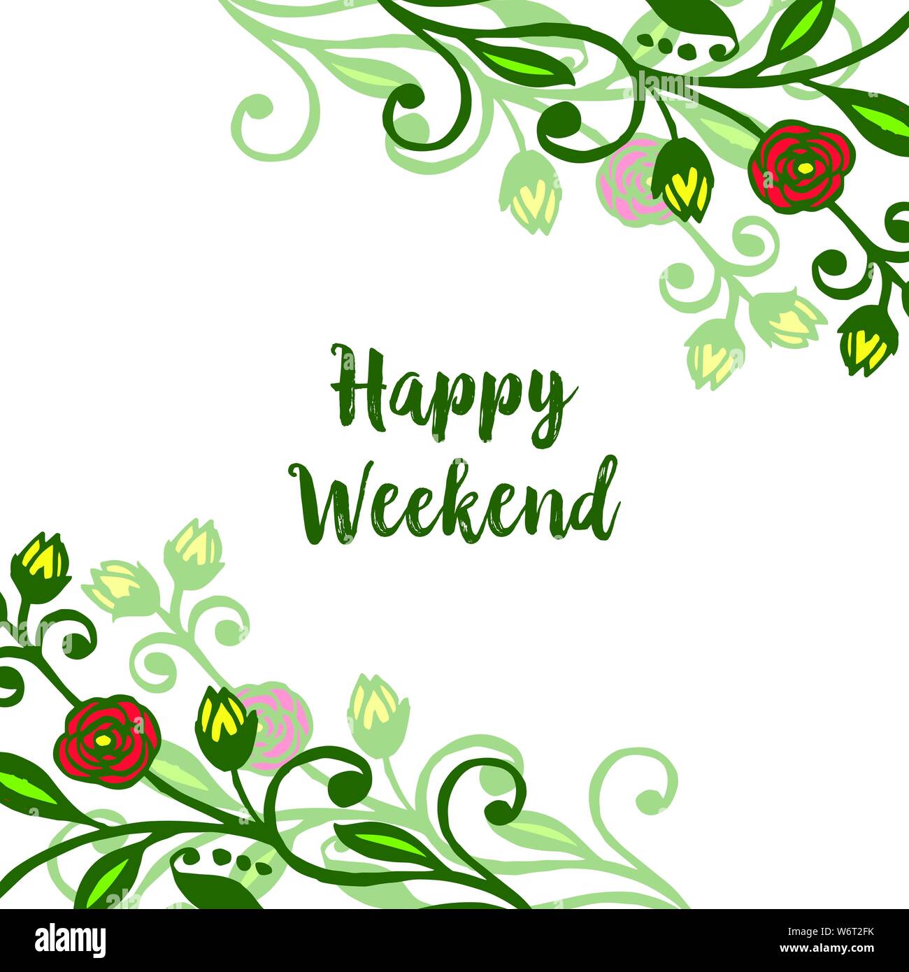 Retro style on white background, letter happy weekend, with abstract ...