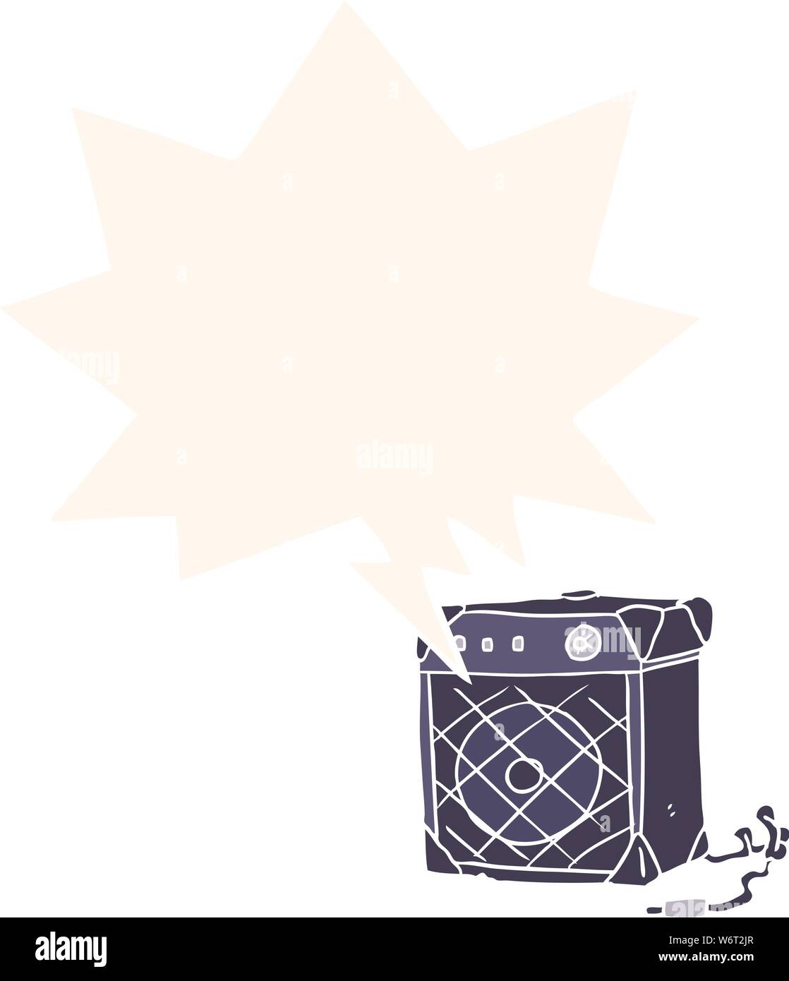 cartoon electric guitar amp with speech bubble in retro style Stock ...