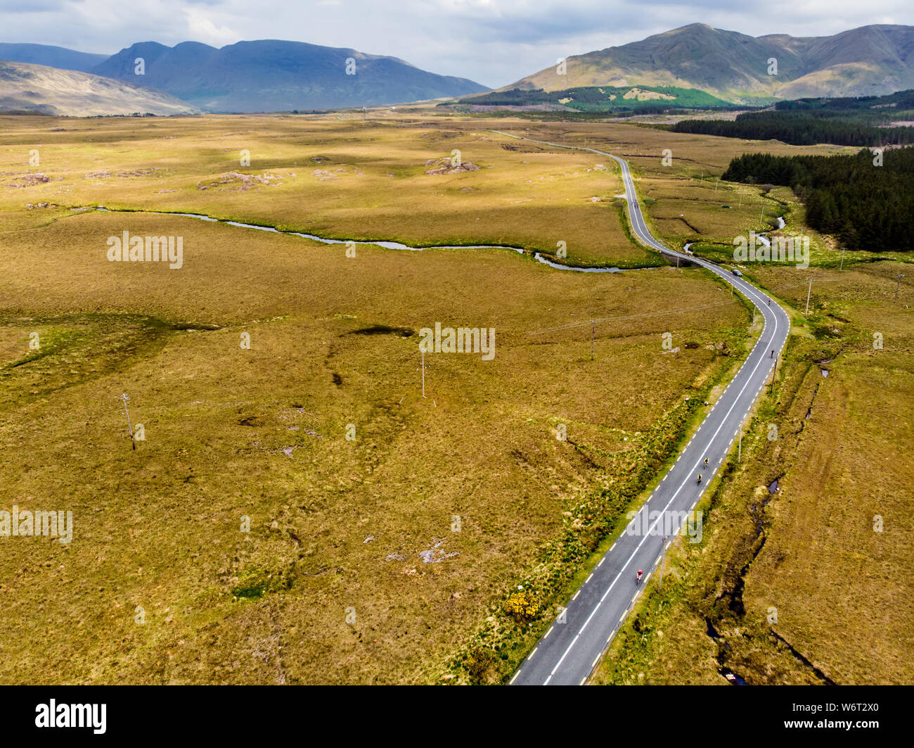 Aerial sunset view of Connemara region in Ireland. Scenic Irish ...