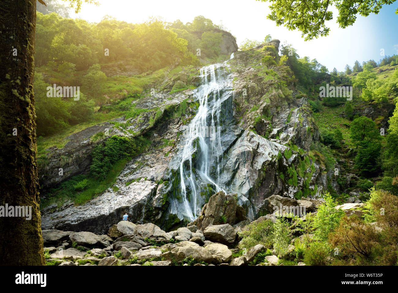 Majestic water cascade of Powerscourt Waterfall, the highest waterfall ...