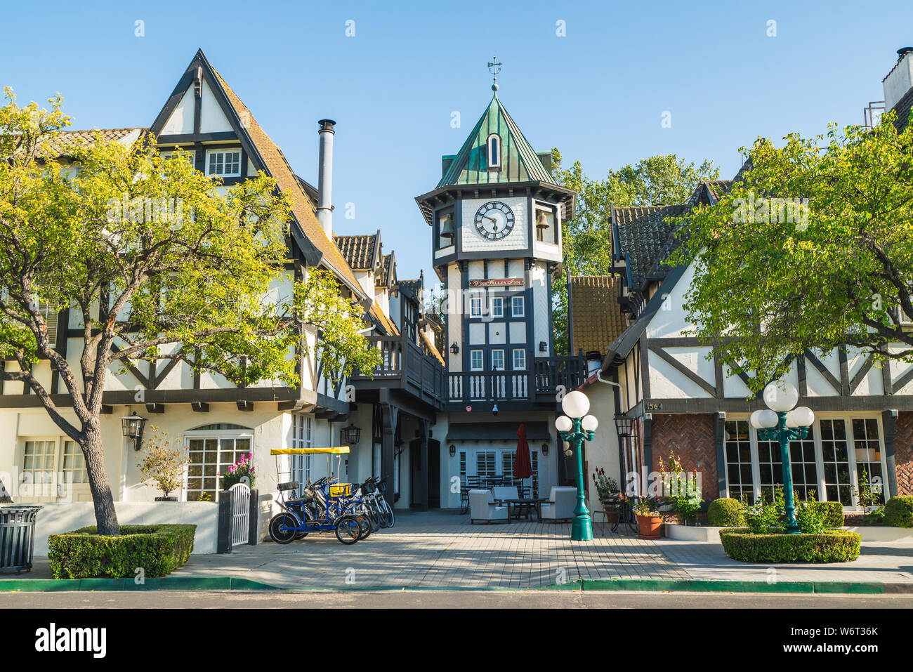 Tivoli Square Clock Tower in Solvang, a City in Southern California's ...