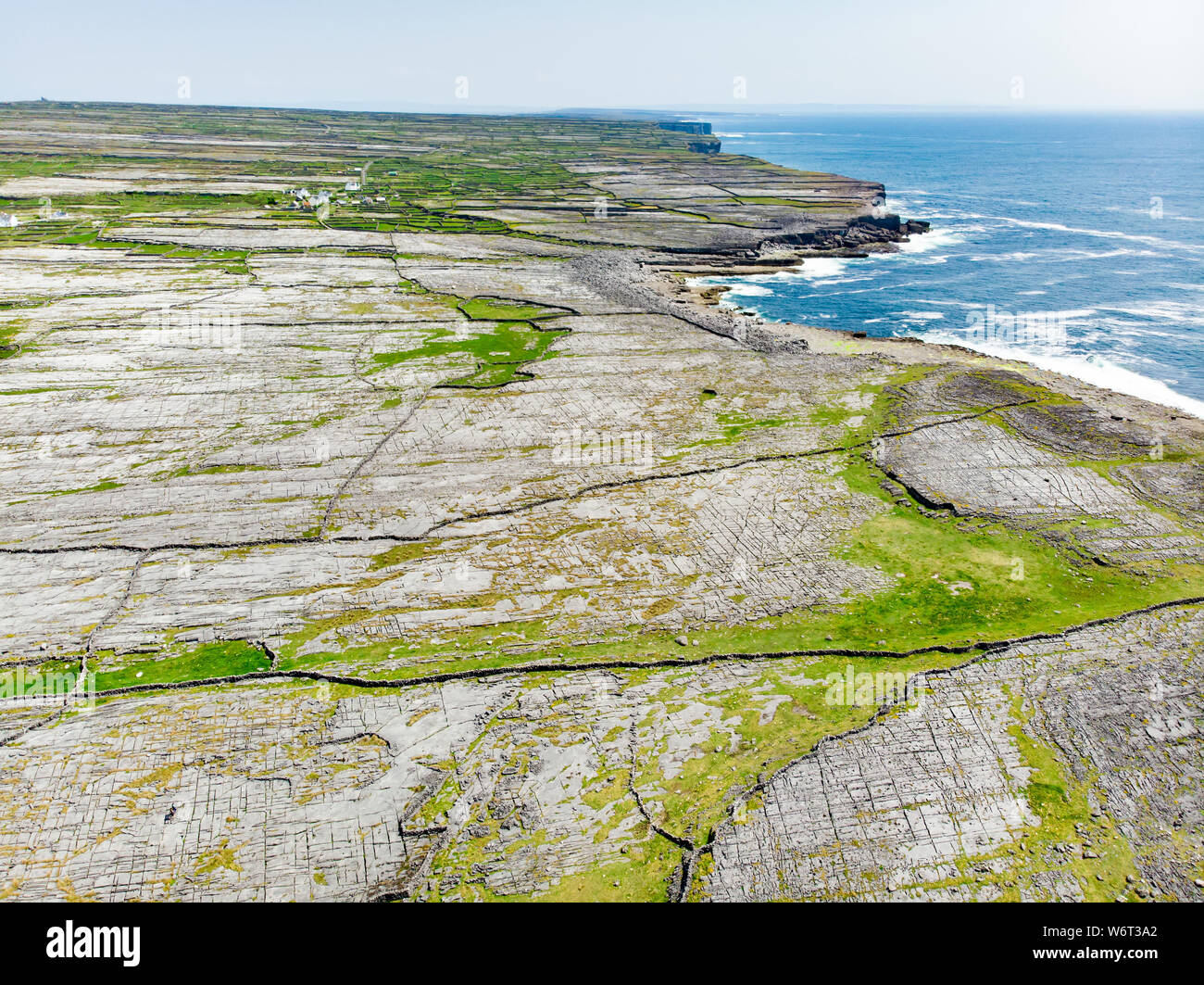 Aerial view of Inishmore or Inis Mor, the largest of the Aran Islands ...