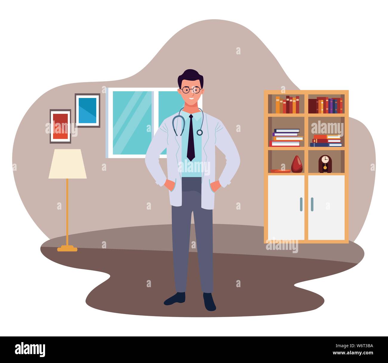 Doctor with glasses and stethoscope smiling cartoon Stock Vector Image ...