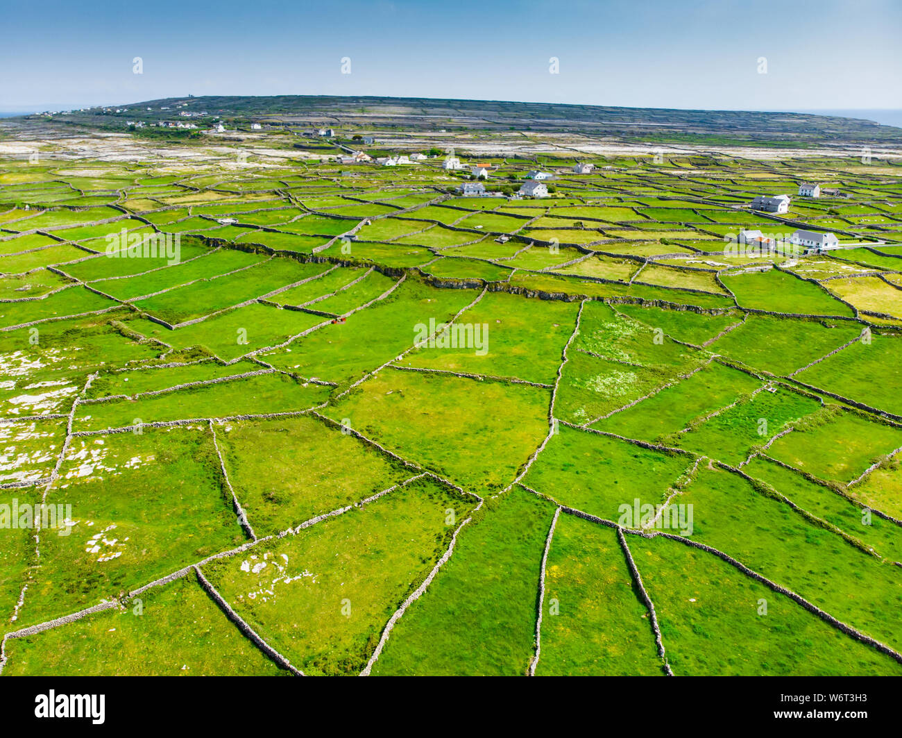 Aerial view of Inishmore or Inis Mor, the largest of the Aran Islands ...