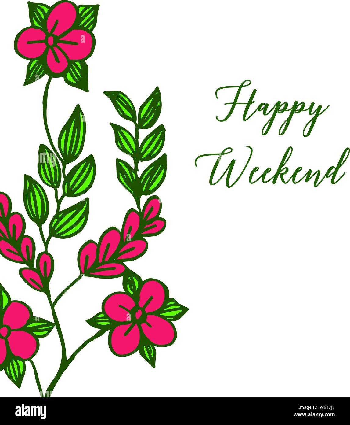 Design banner, poster, various of card happy weekend, with plants of ...