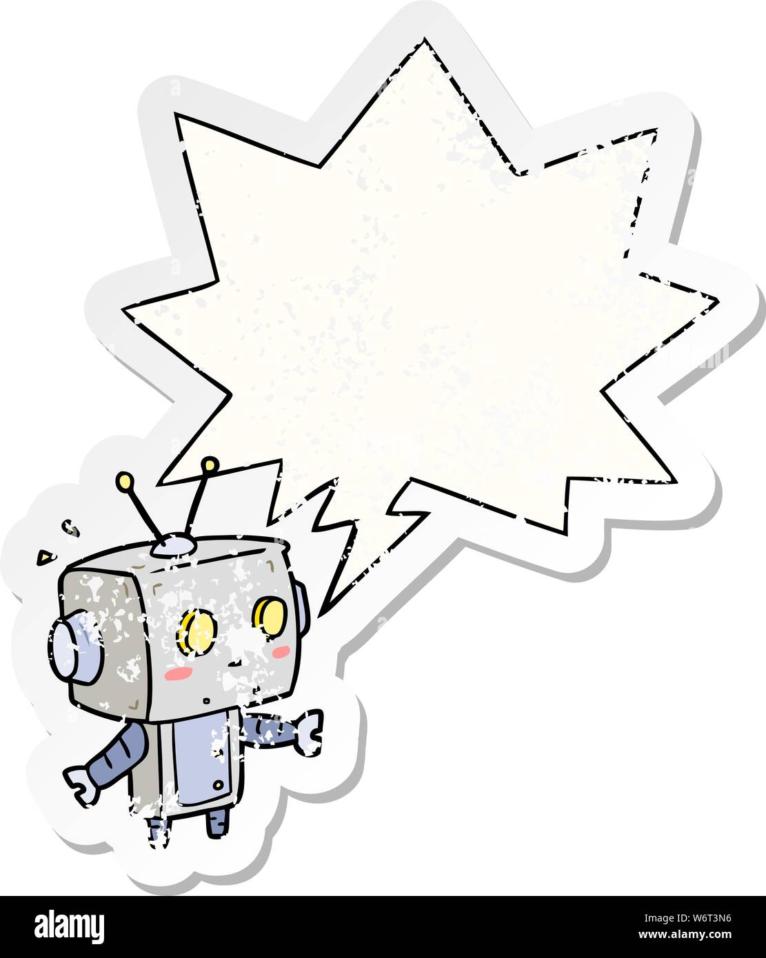 cute cartoon surprised robot with speech bubble distressed distressed ...