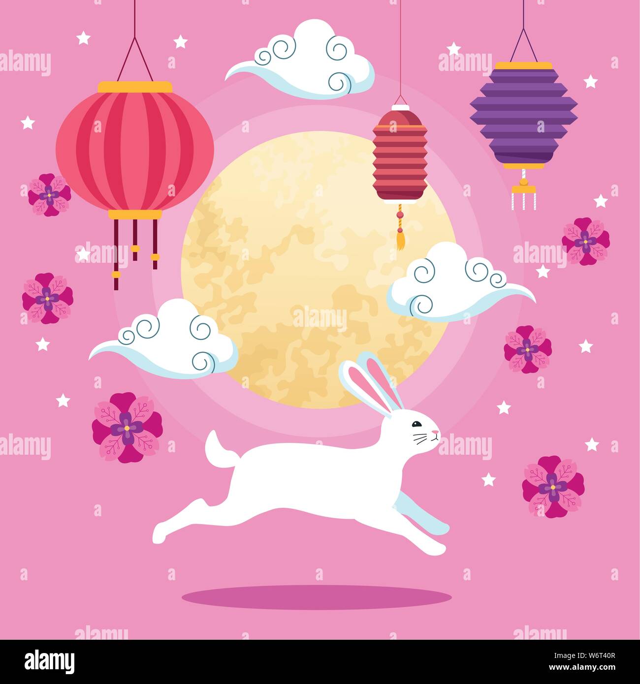 Full moon autumn flowers Stock Vector Images - Alamy