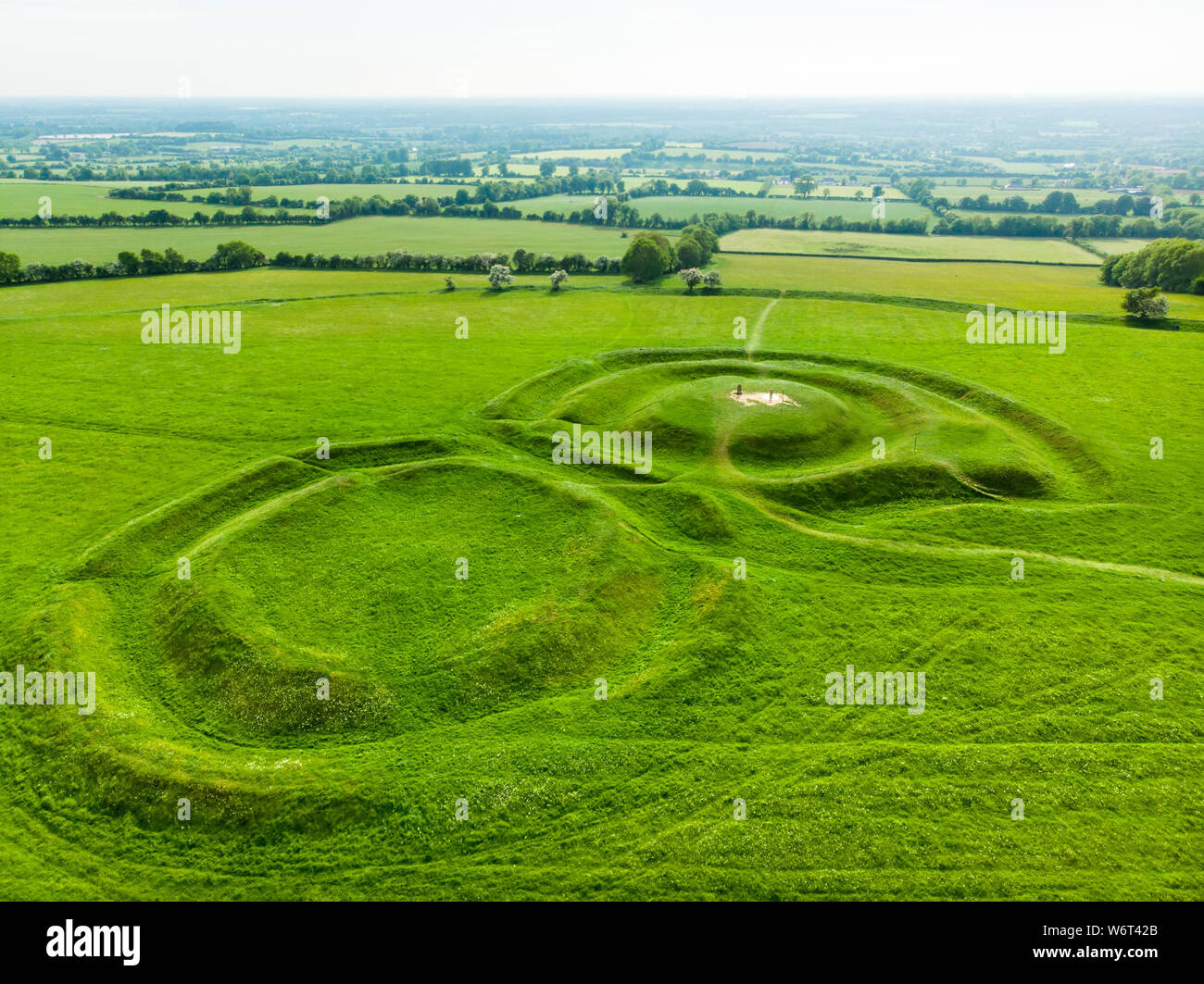 Aerial view of the Hill of Tara, an archaeological complex, containing ...