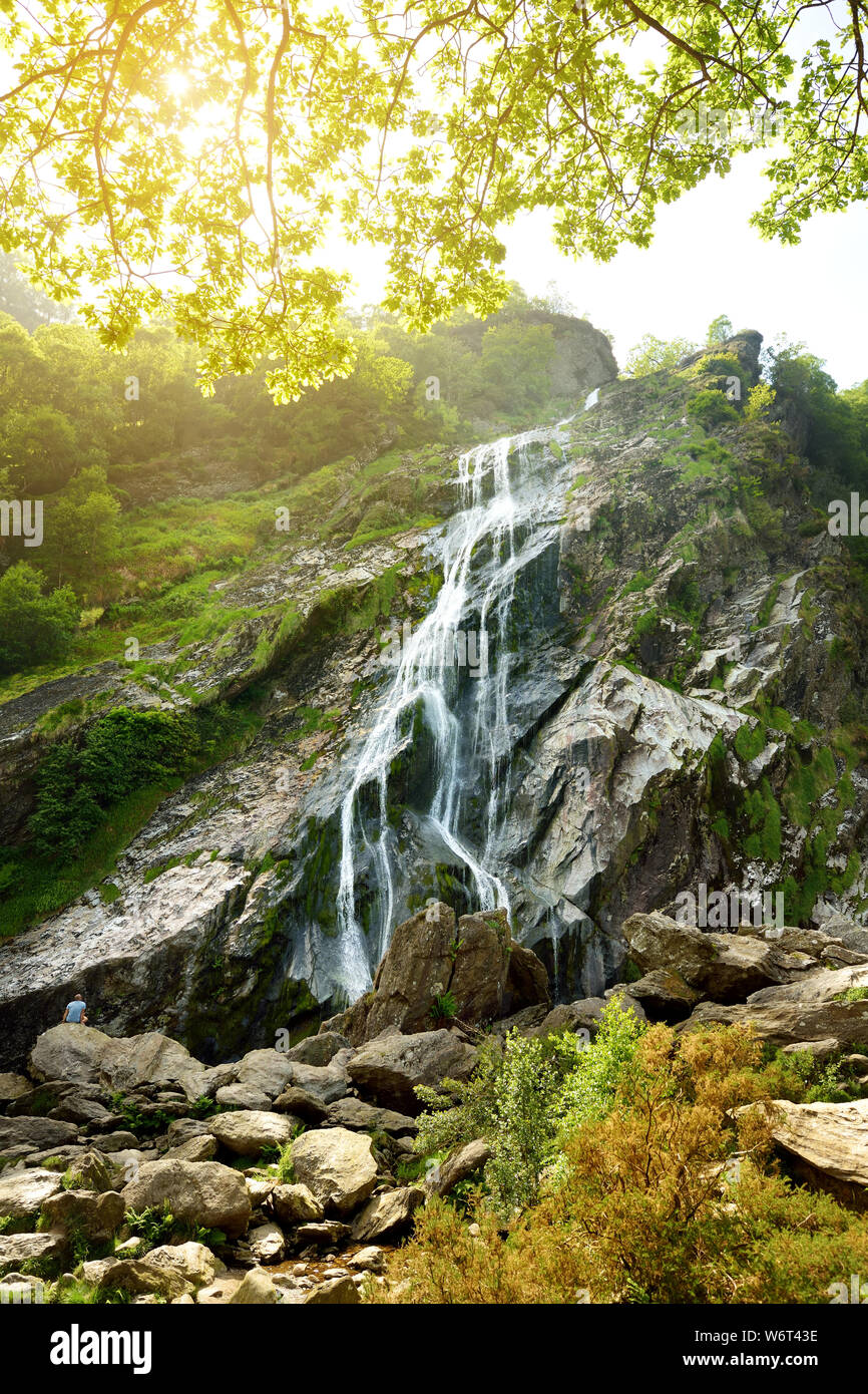 Majestic water cascade of Powerscourt Waterfall, the highest waterfall ...