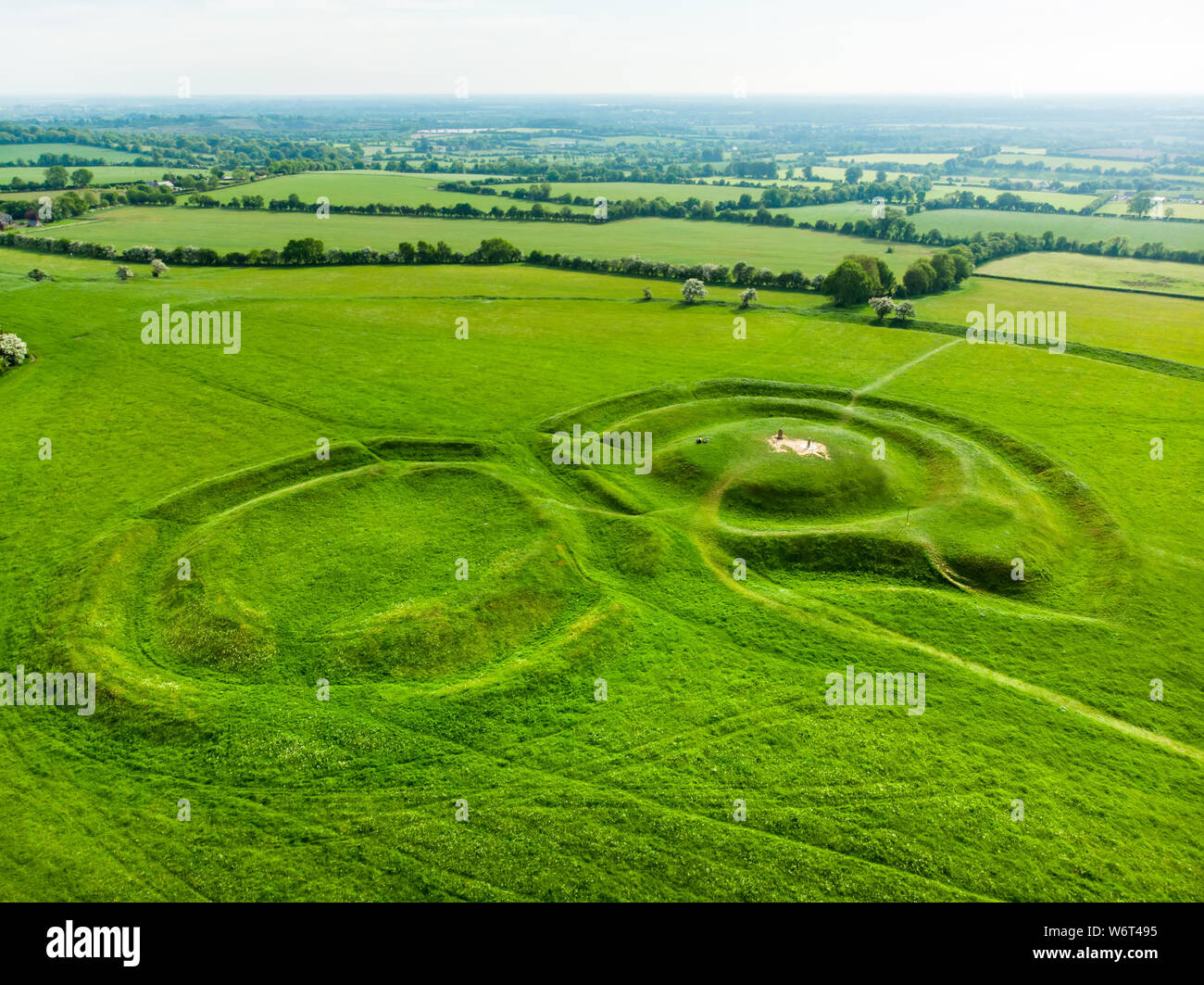 Aerial view of the Hill of Tara, an archaeological complex, containing ...