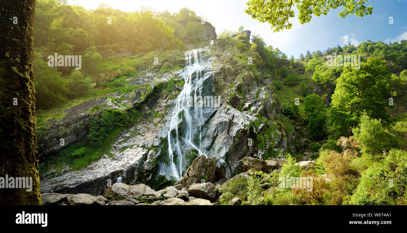 Majestic water cascade of Powerscourt Waterfall, the highest waterfall ...