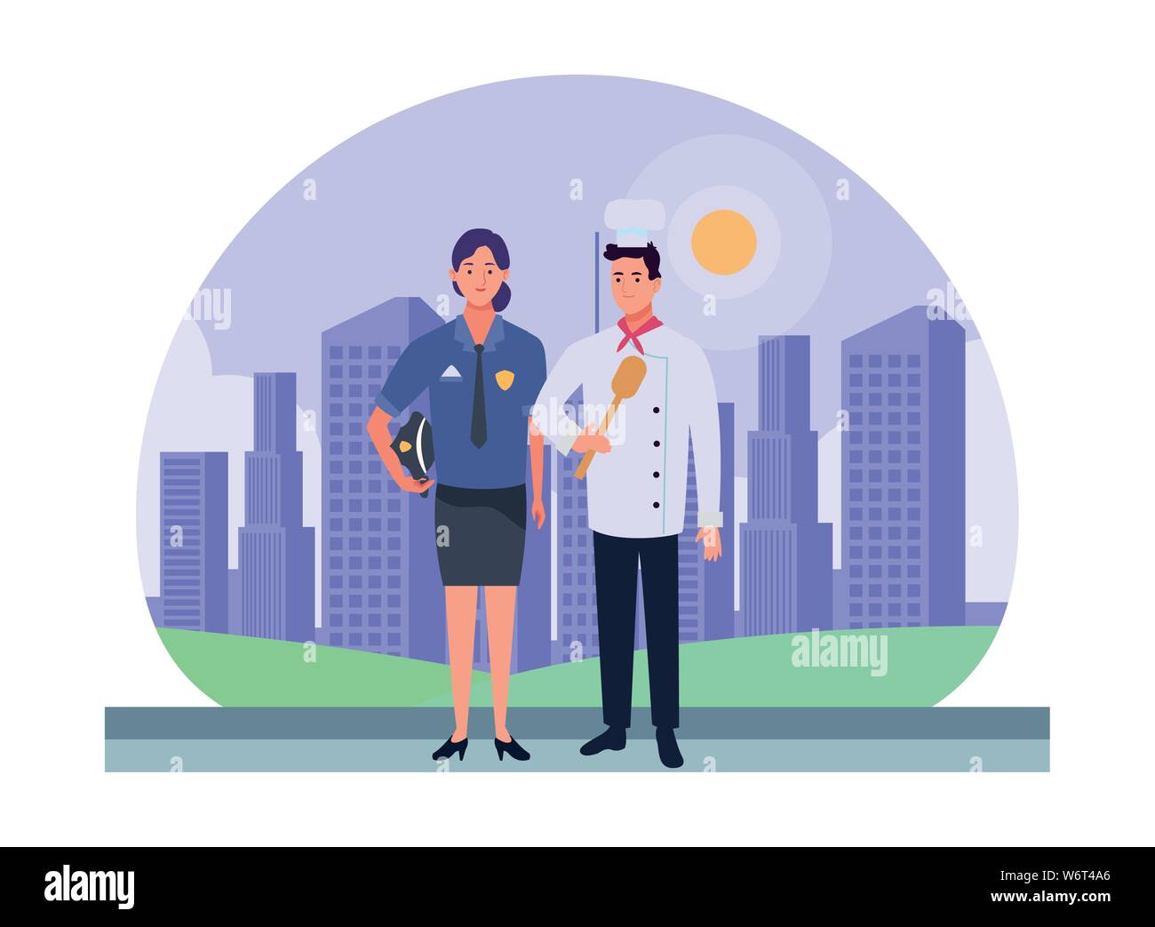 Professionals workers couple smiling cartoons Stock Vector Image & Art ...