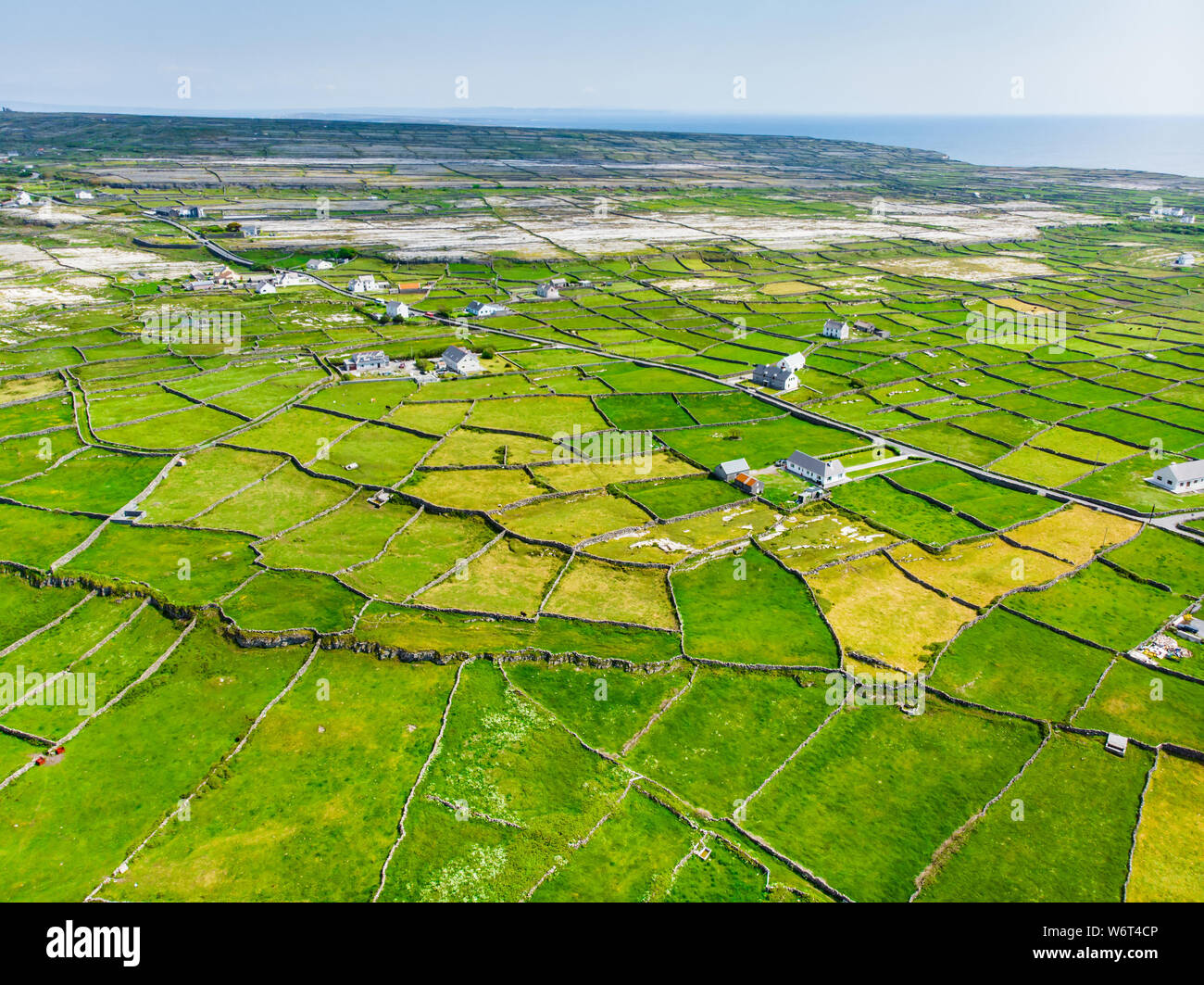 Aerial view of Inishmore or Inis Mor, the largest of the Aran Islands ...