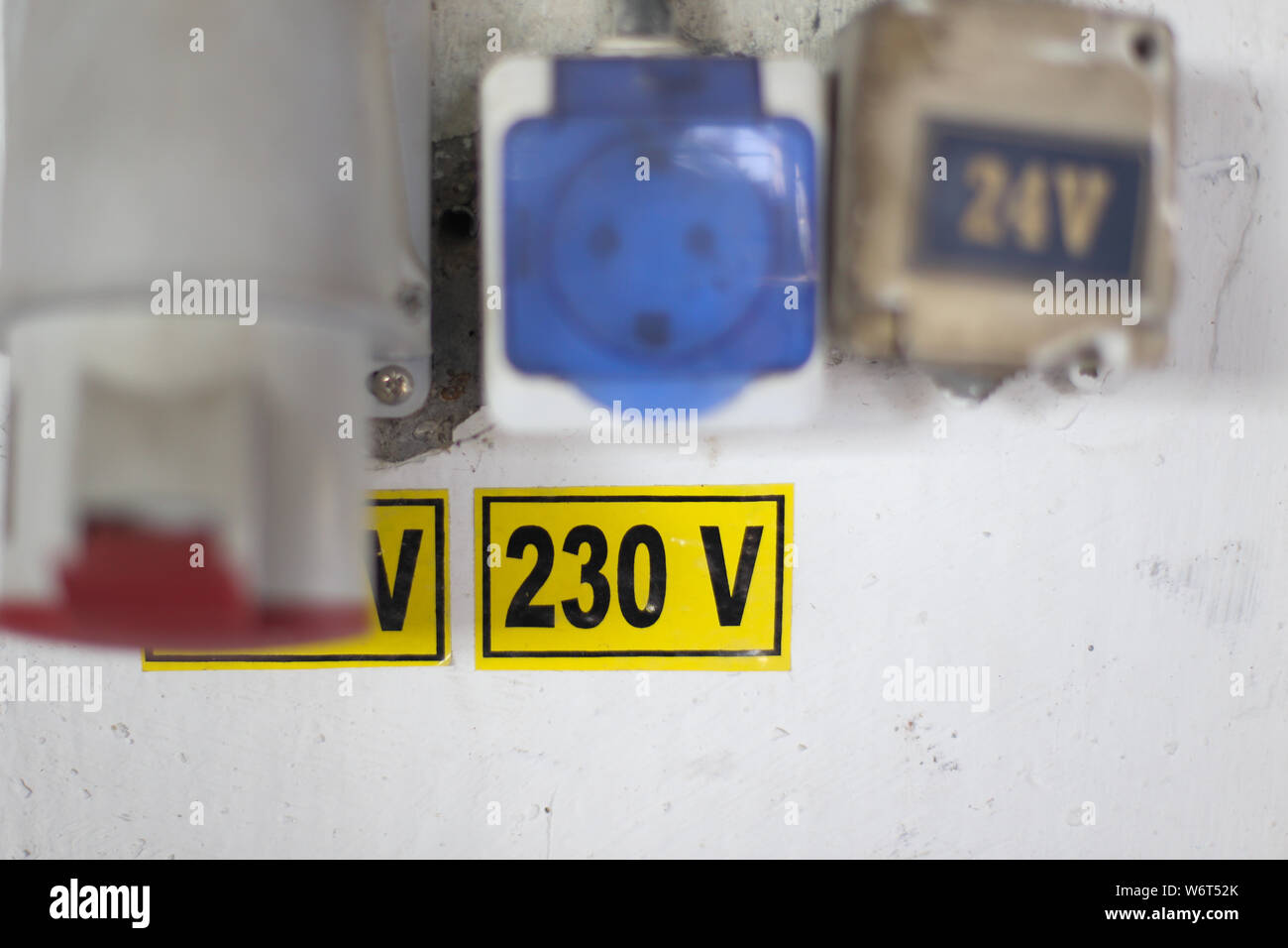 Worn out 400v, 230v and 24 industrial and multiphase power plugs and ...