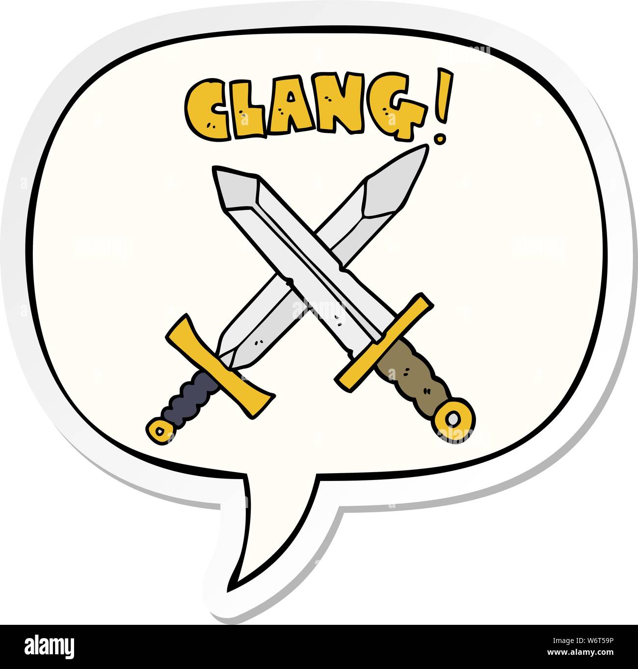 cartoon sword fight with speech bubble sticker Stock Vector Image & Art ...
