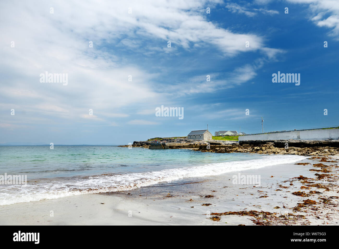 Wide sandy beach on Inishmore, the largest of the Aran Islands in ...