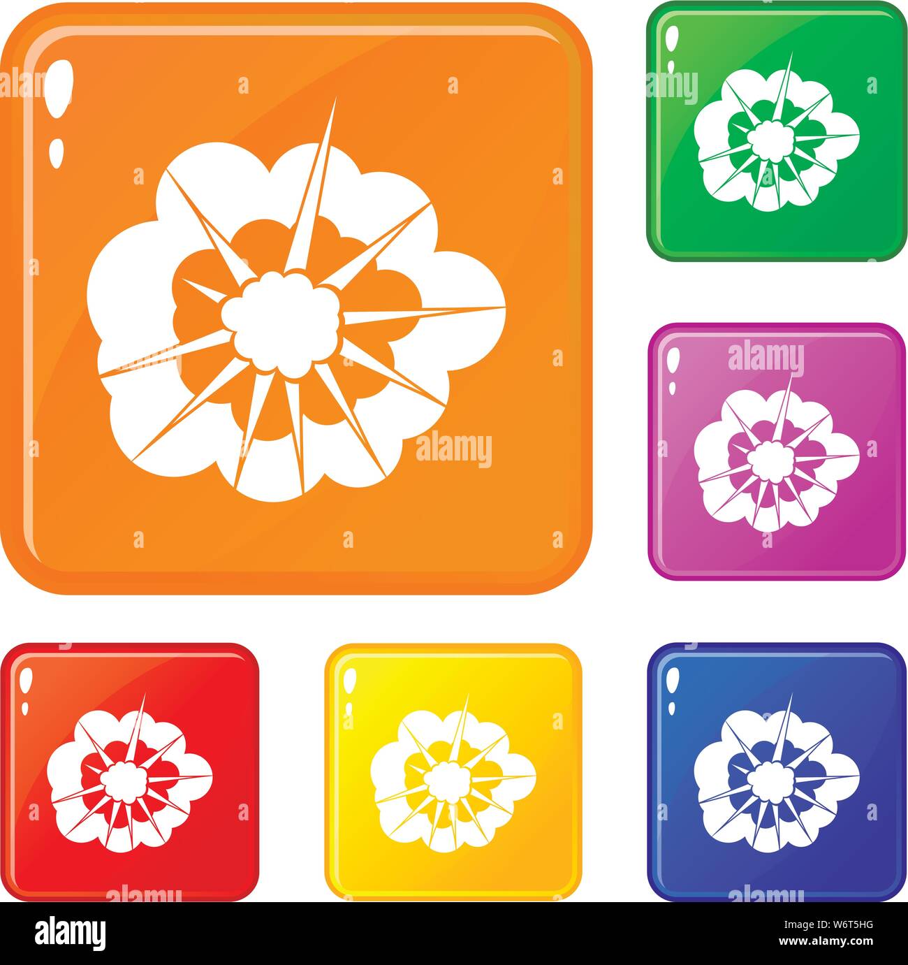 Cloudy explosion icons set vector color Stock Vector Image & Art - Alamy