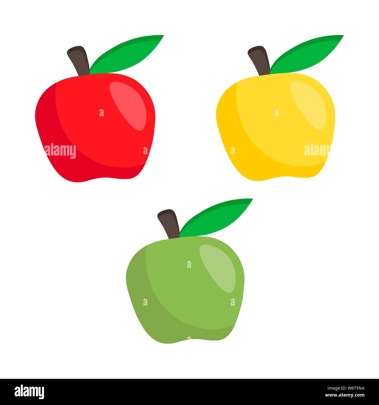 Simple fruit flat icon. set apple illustration isolated on white ...