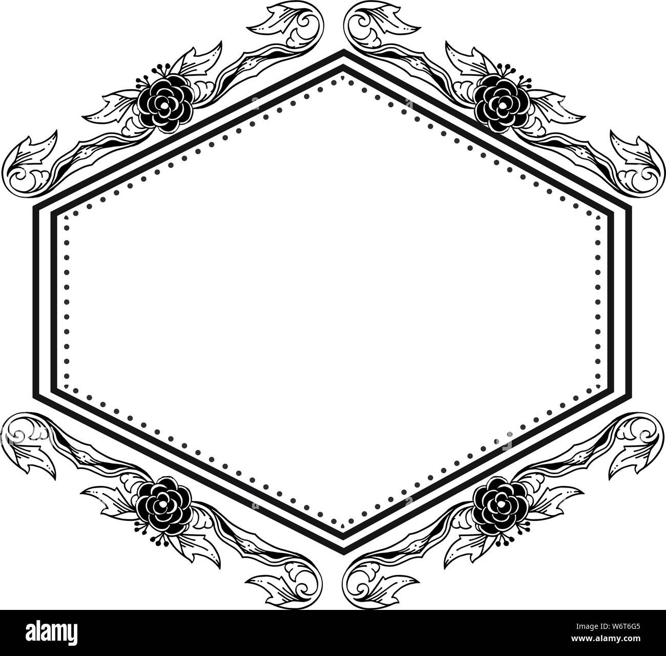 Template of greeting card, frame of plant decorative elements, various ...