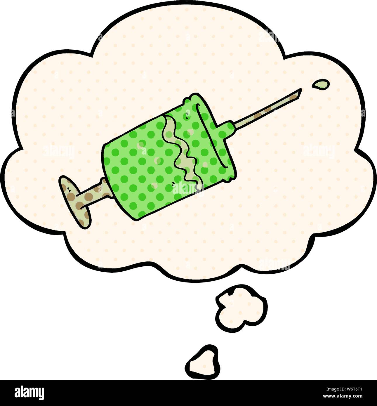 cartoon syringe needle with thought bubble in comic book style Stock ...