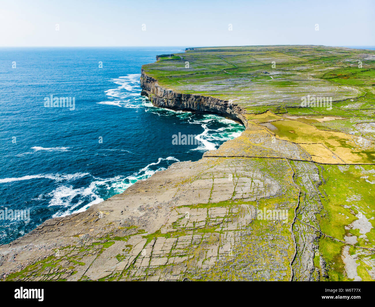 Aerial view of Inishmore or Inis Mor, the largest of the Aran Islands ...