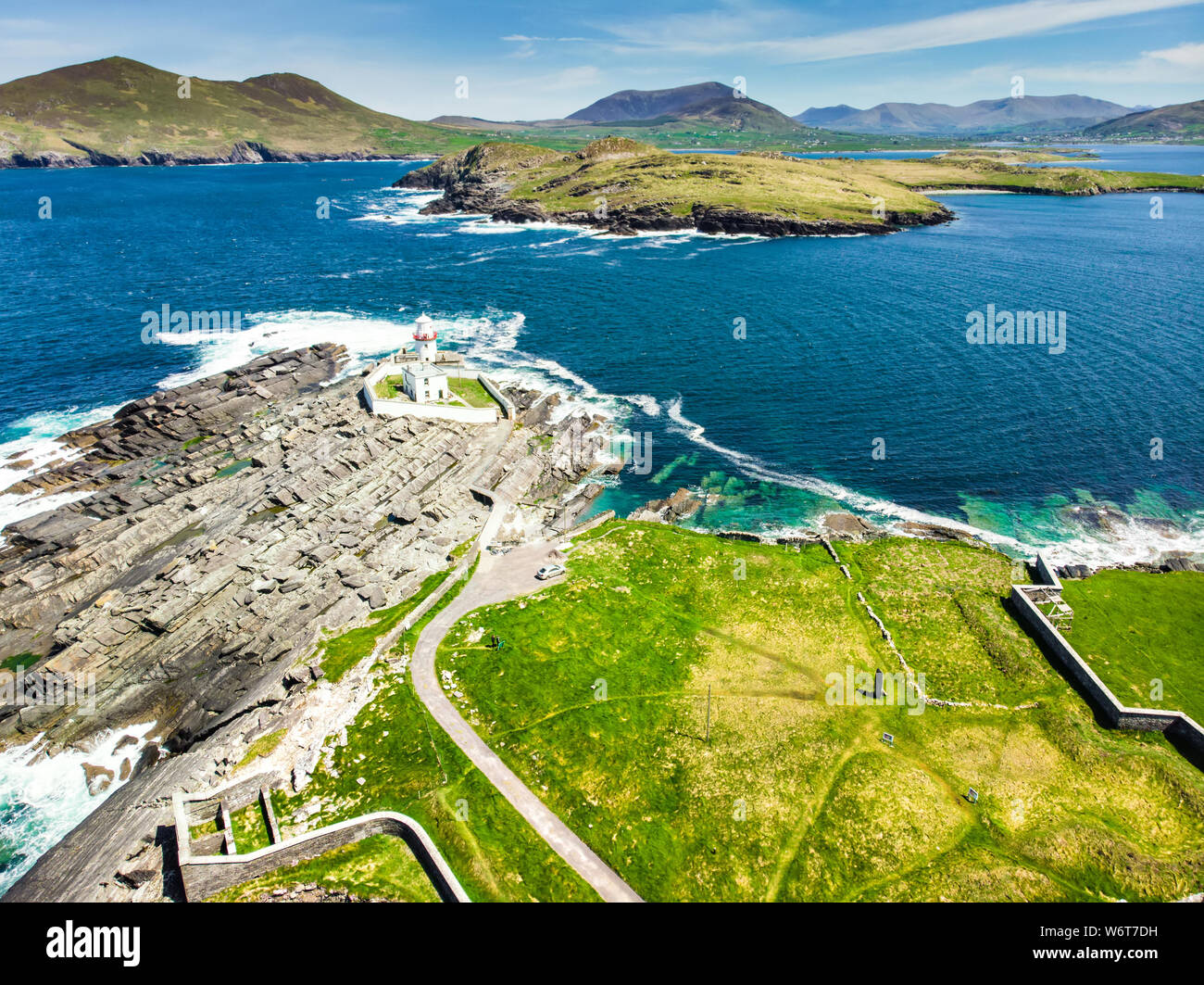 Beautiful aerial view of Valentia Island Lighthouse at Cromwell Point ...