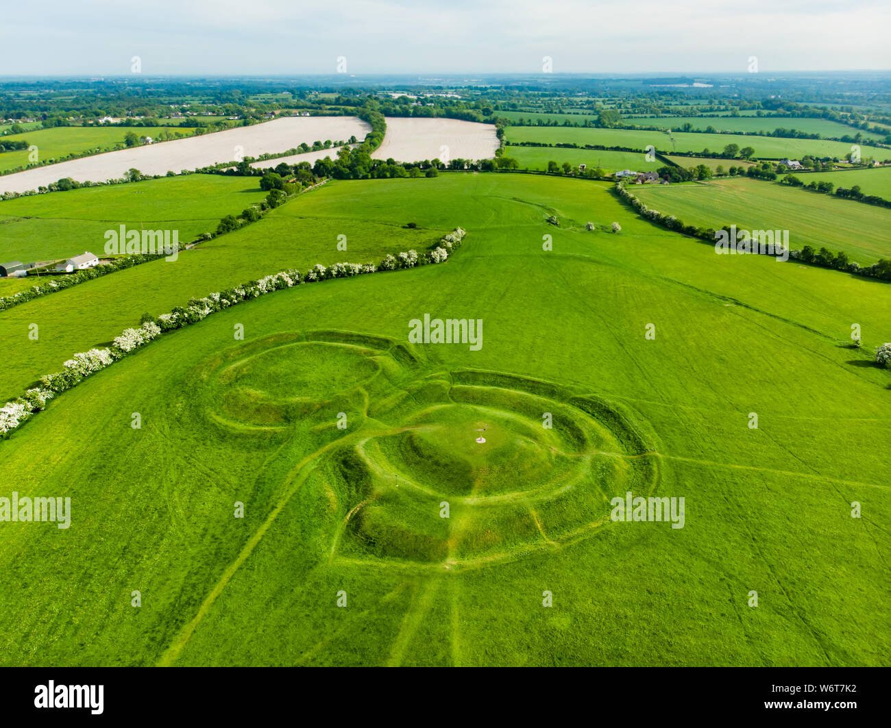 Aerial view of the Hill of Tara, an archaeological complex, containing ...