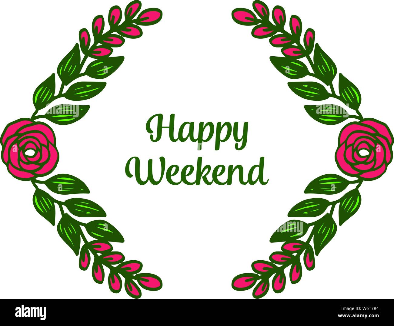 Ornate of various card happy weekend, with texture green leafy flower ...