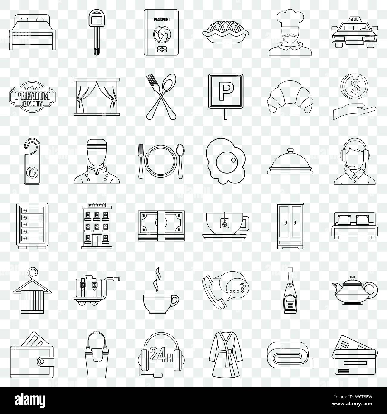Hotel service icons set, outline style Stock Vector Image & Art - Alamy