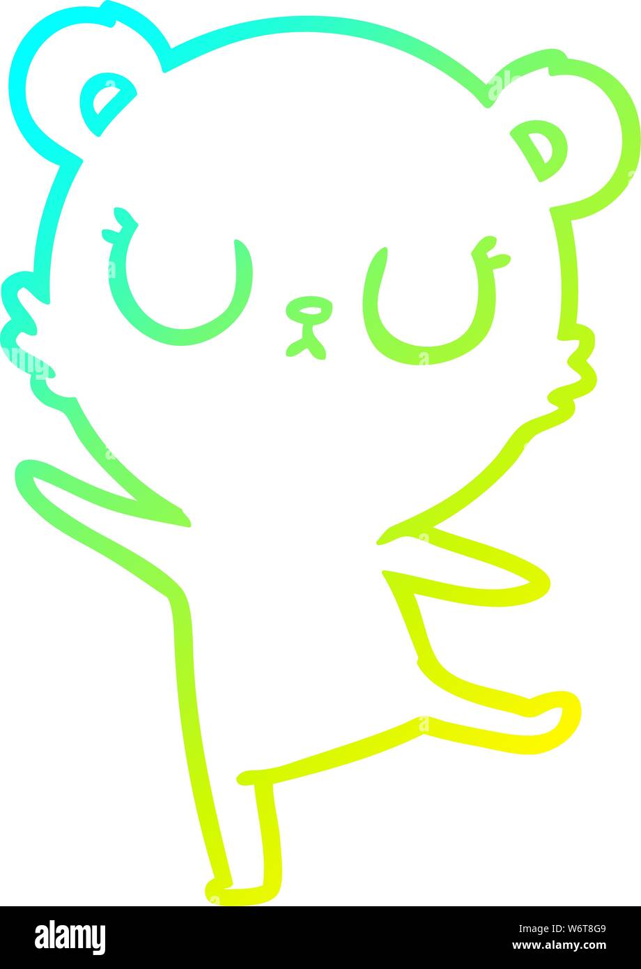 cold gradient line drawing of a peaceful cartoon polar bear Stock ...