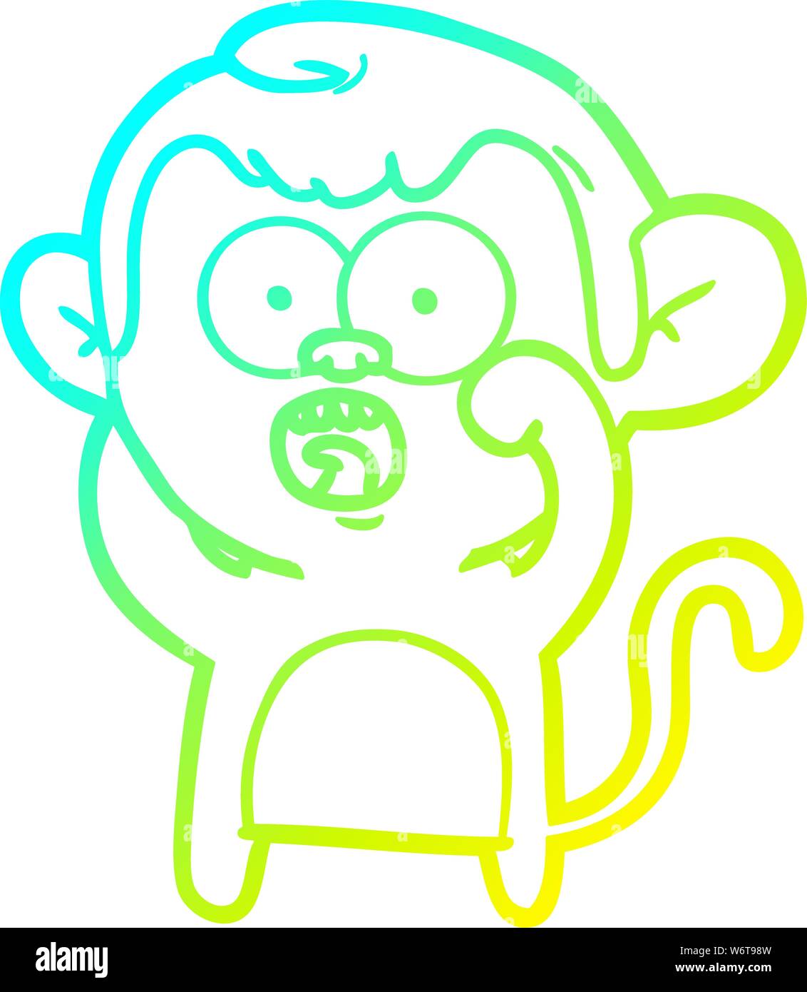 cold gradient line drawing of a cartoon shocked monkey Stock Vector ...