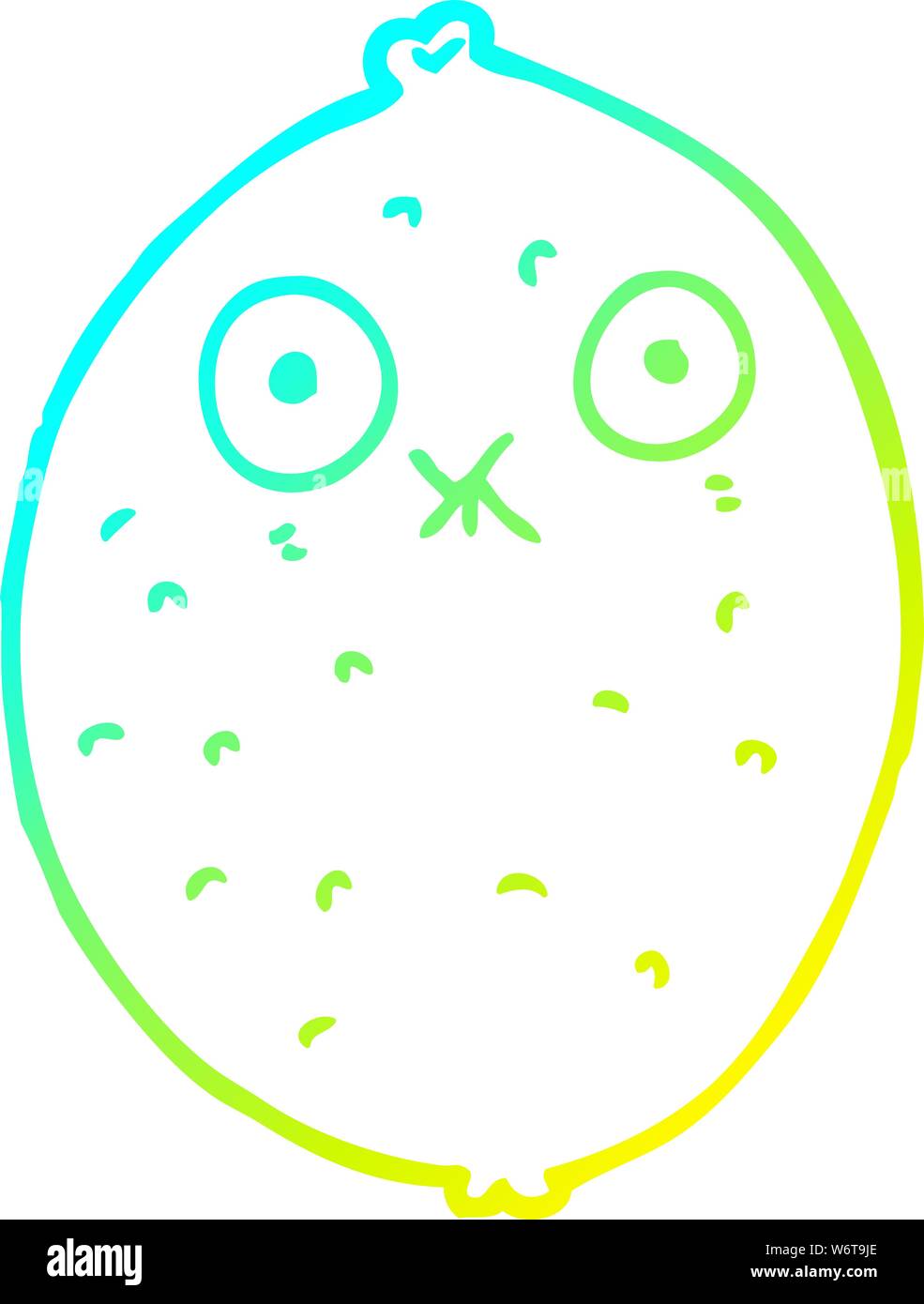 cold gradient line drawing of a cartoon bitter lemon Stock Vector Image ...