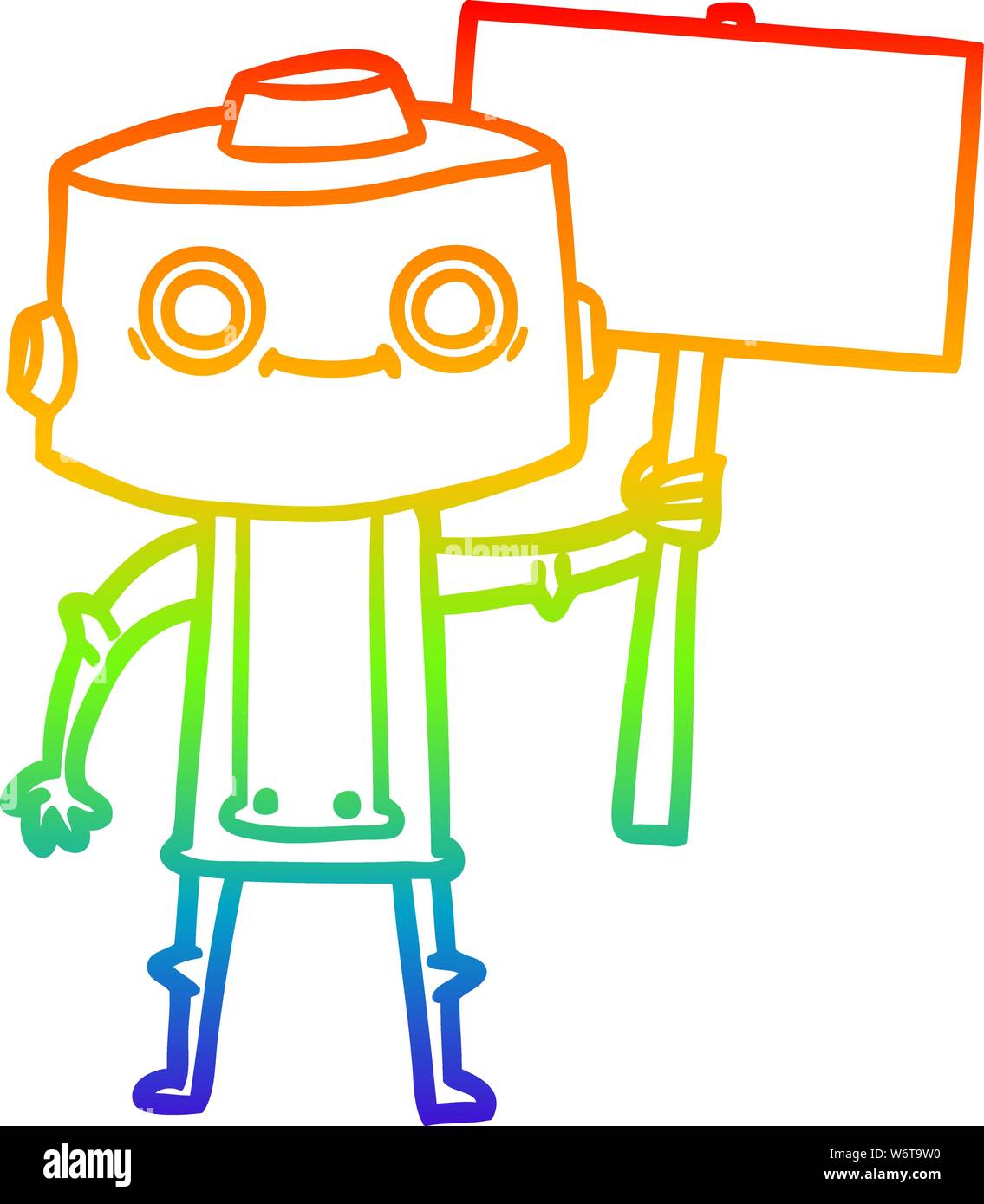 rainbow gradient line drawing of a cartoon robot Stock Vector Image ...