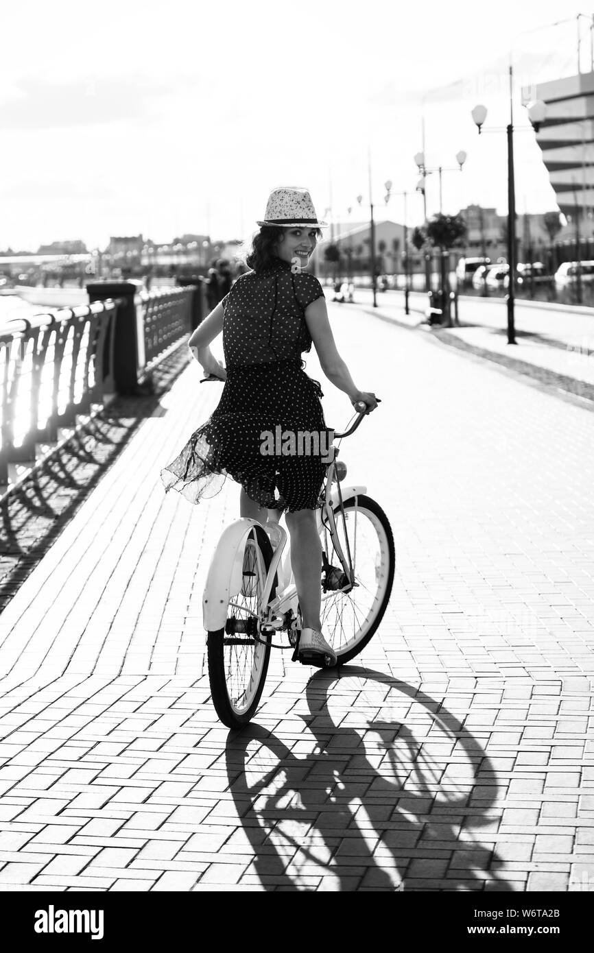 Girl With Dress Riding Bike High Resolution Stock Photography and ...