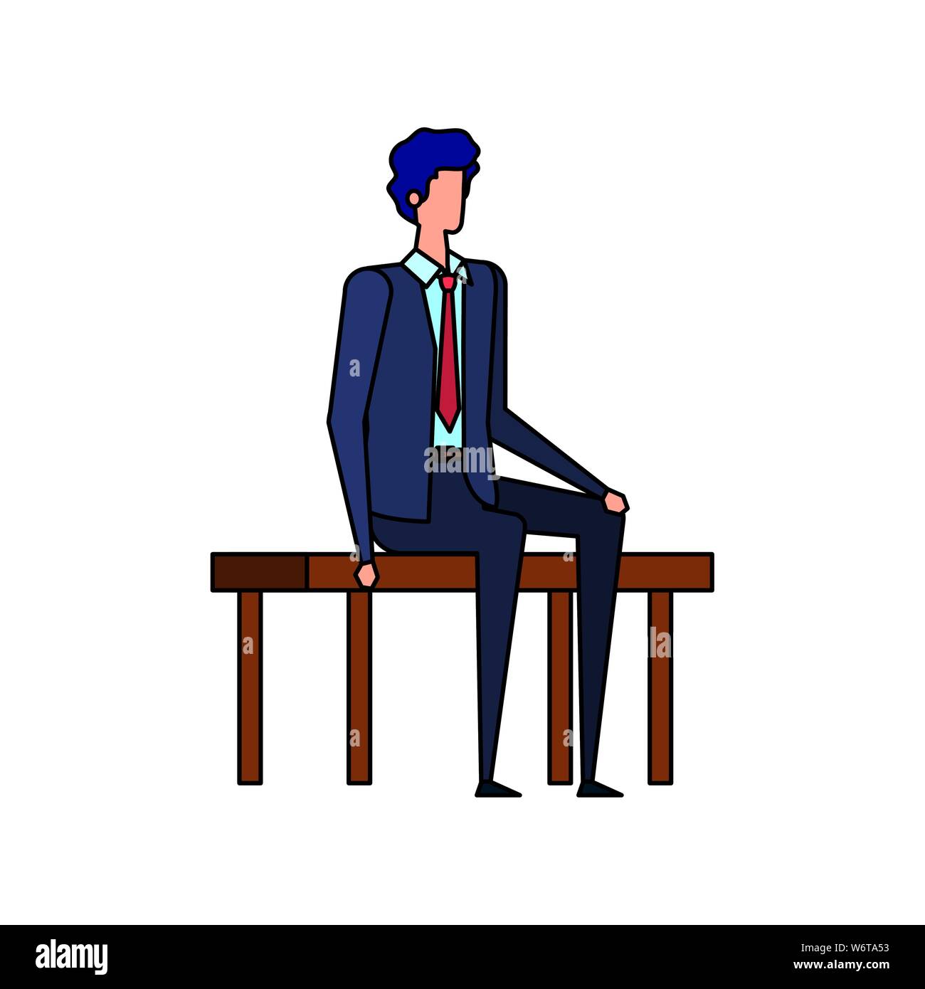 elegant businessman seated in the park chair character Stock Vector ...