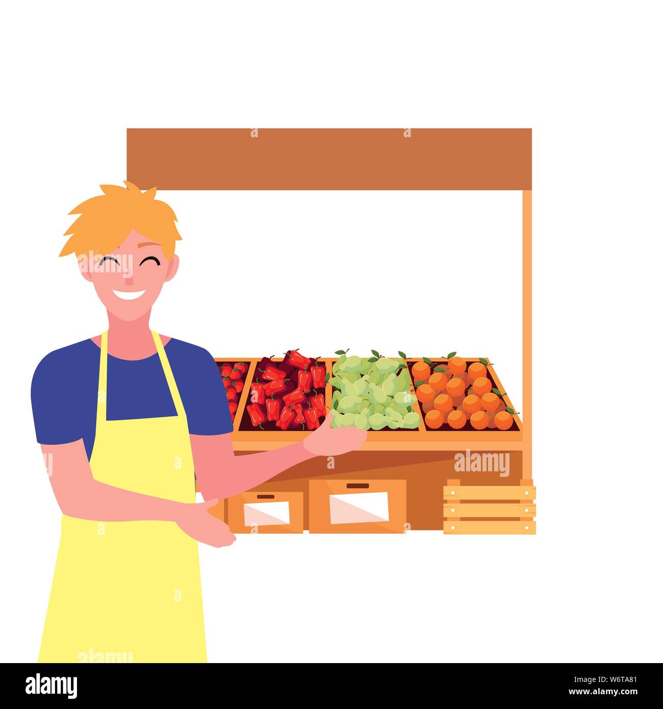 seller man farm products stand vector illustration Stock Vector Image ...