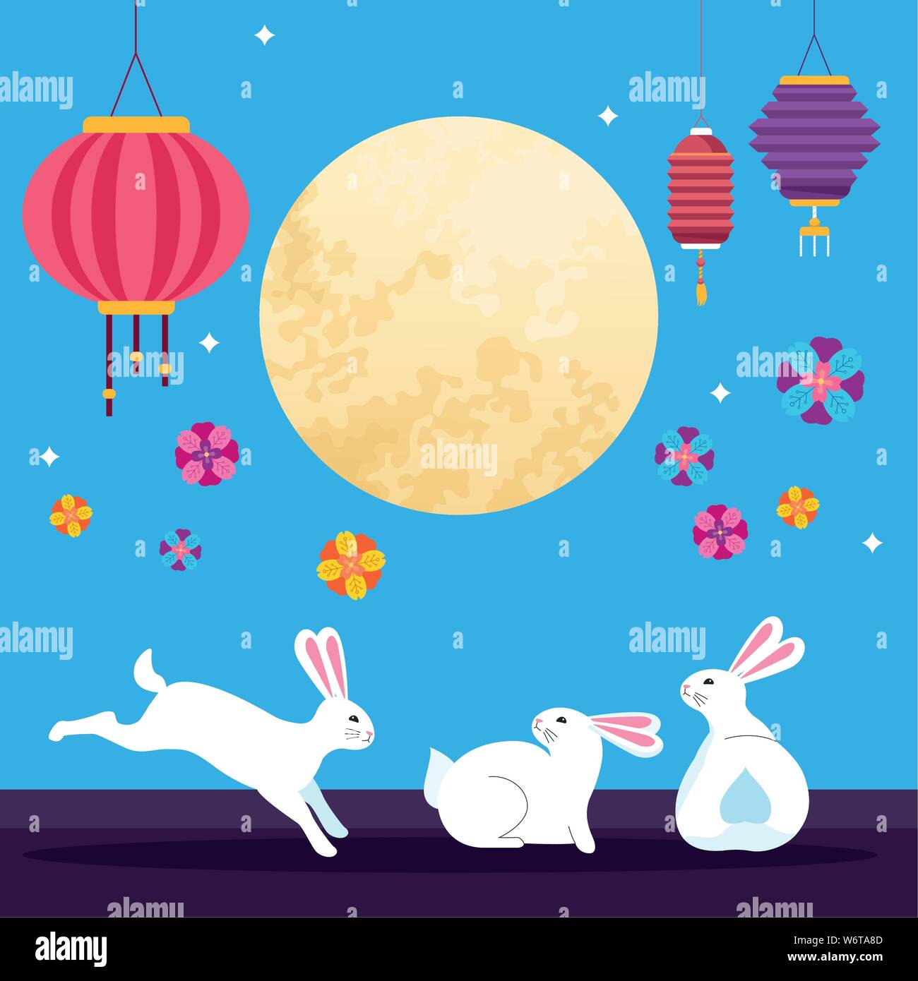 mid autumn chinese festival cartoon Stock Vector Image & Art - Alamy