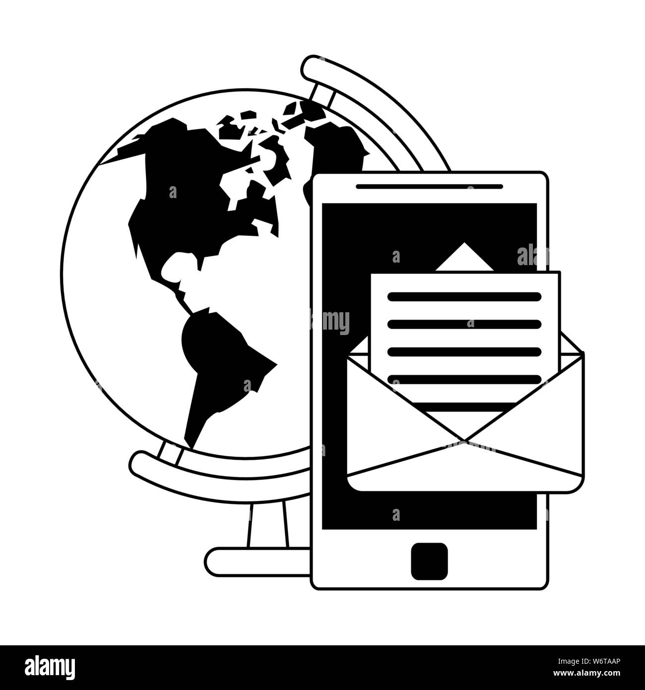 technology digital modern hardware cartoon in black and white Stock ...