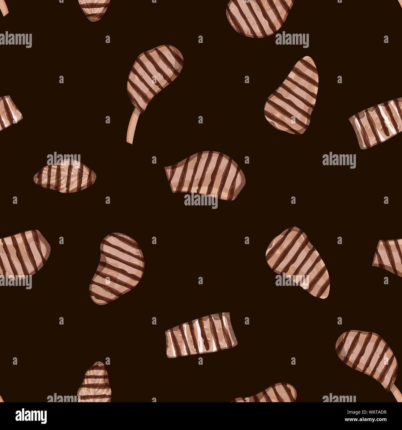 Grilled meat design. Seamless pattern. Black background. Vector ...