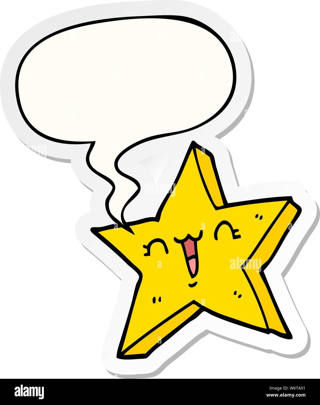cute cartoon star with speech bubble sticker Stock Vector Image & Art ...
