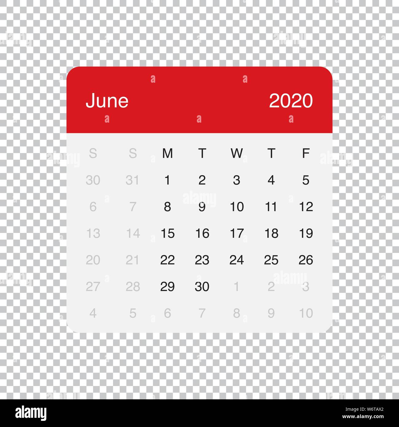 Calendar June 2020 Clean Minimal Table Simple Design. Basic Grid with a ...
