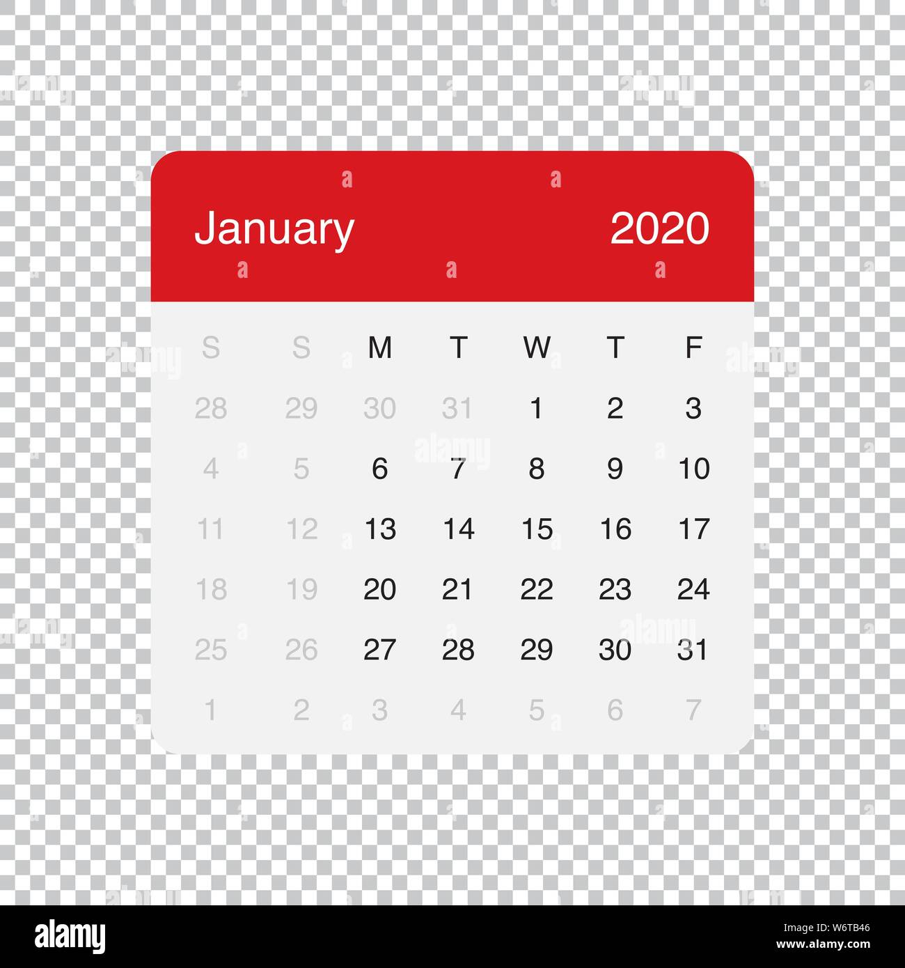Calendar January 2020 Clean Minimal Table Simple Design. Basic Grid ...