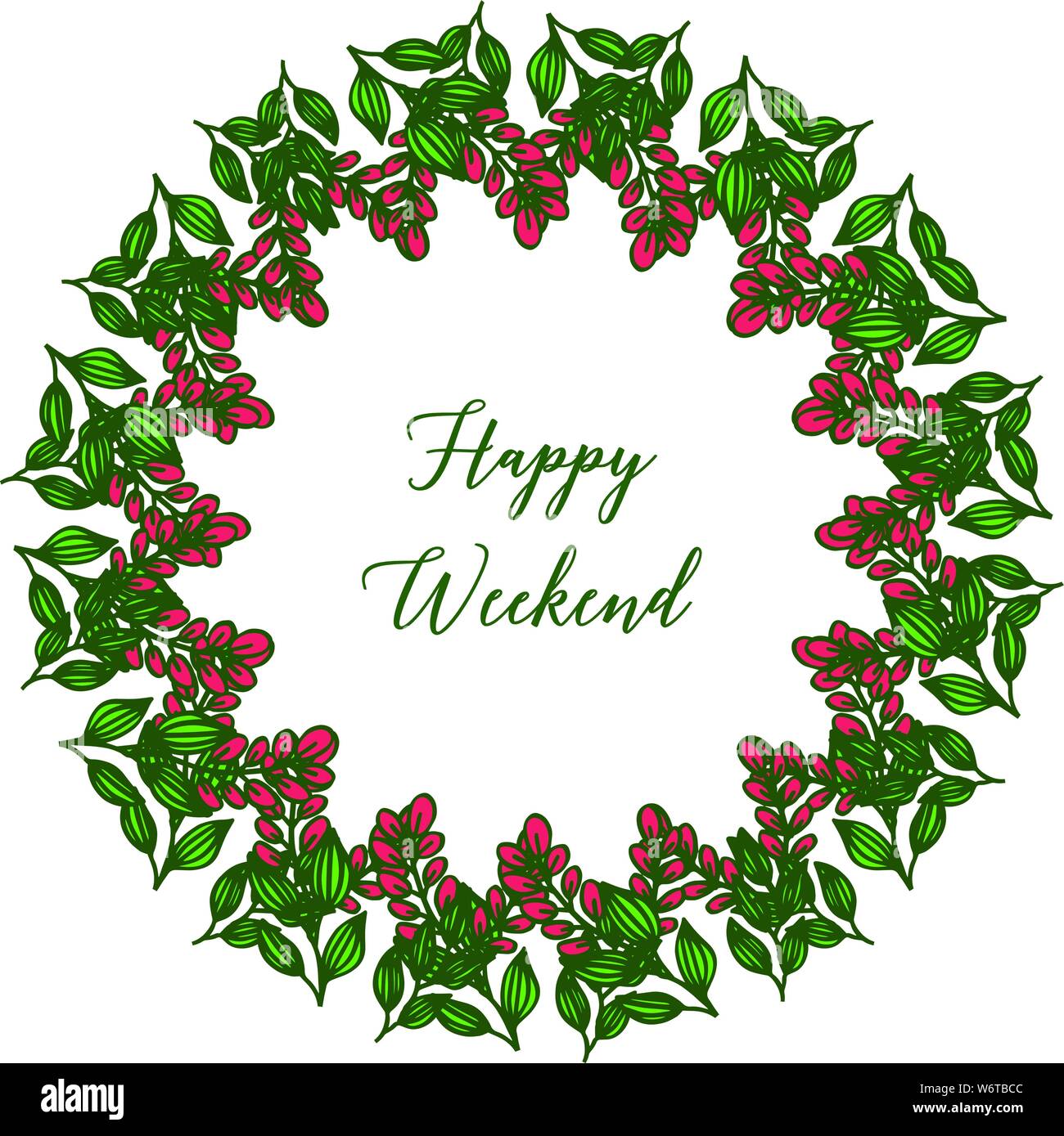 Design template happy weekend, various shape unique leaf wreath frame ...