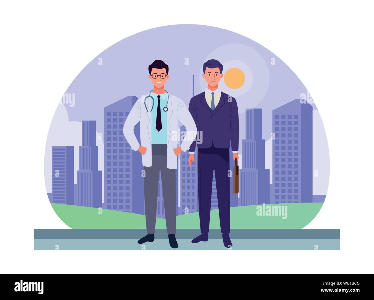 Professionals workers couple smiling cartoons Stock Vector Image & Art ...