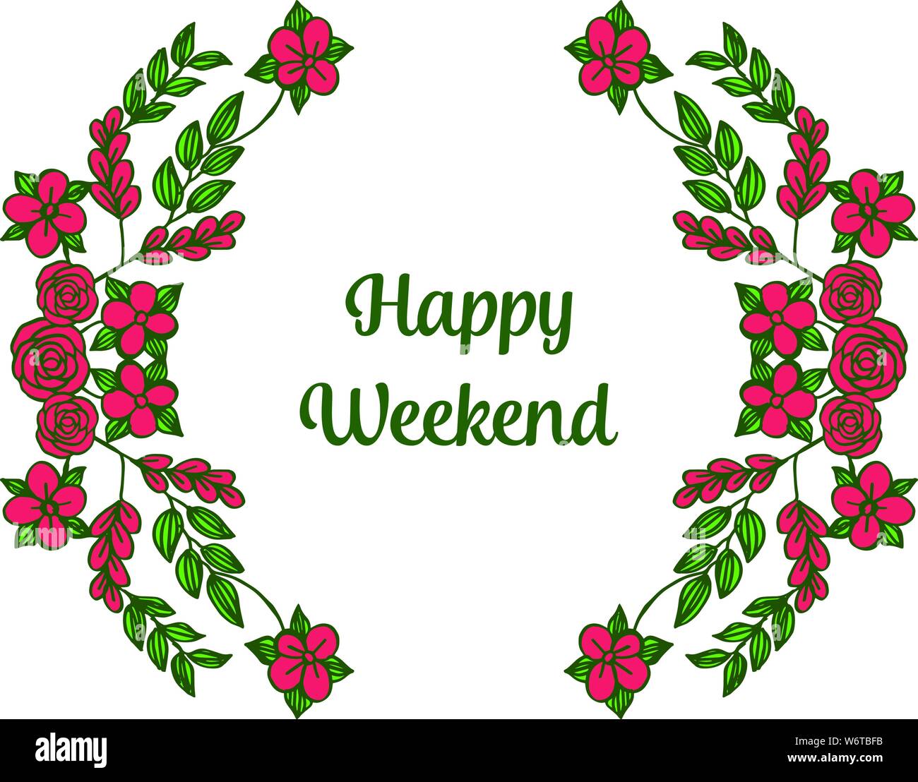 Various design of invitation card, happy weekend, with style red flower ...