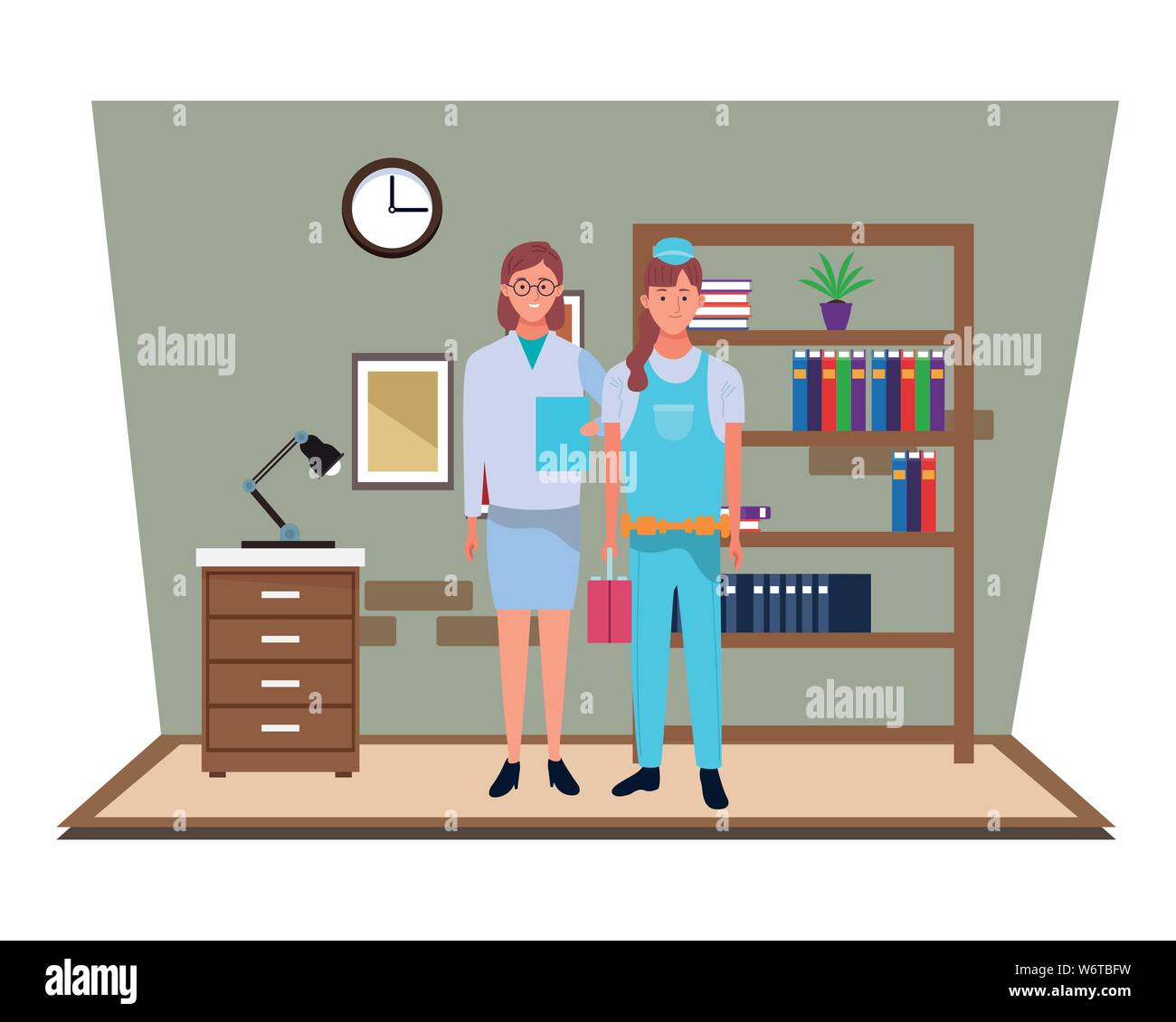 Professionals workers couple smiling cartoons Stock Vector Image & Art ...