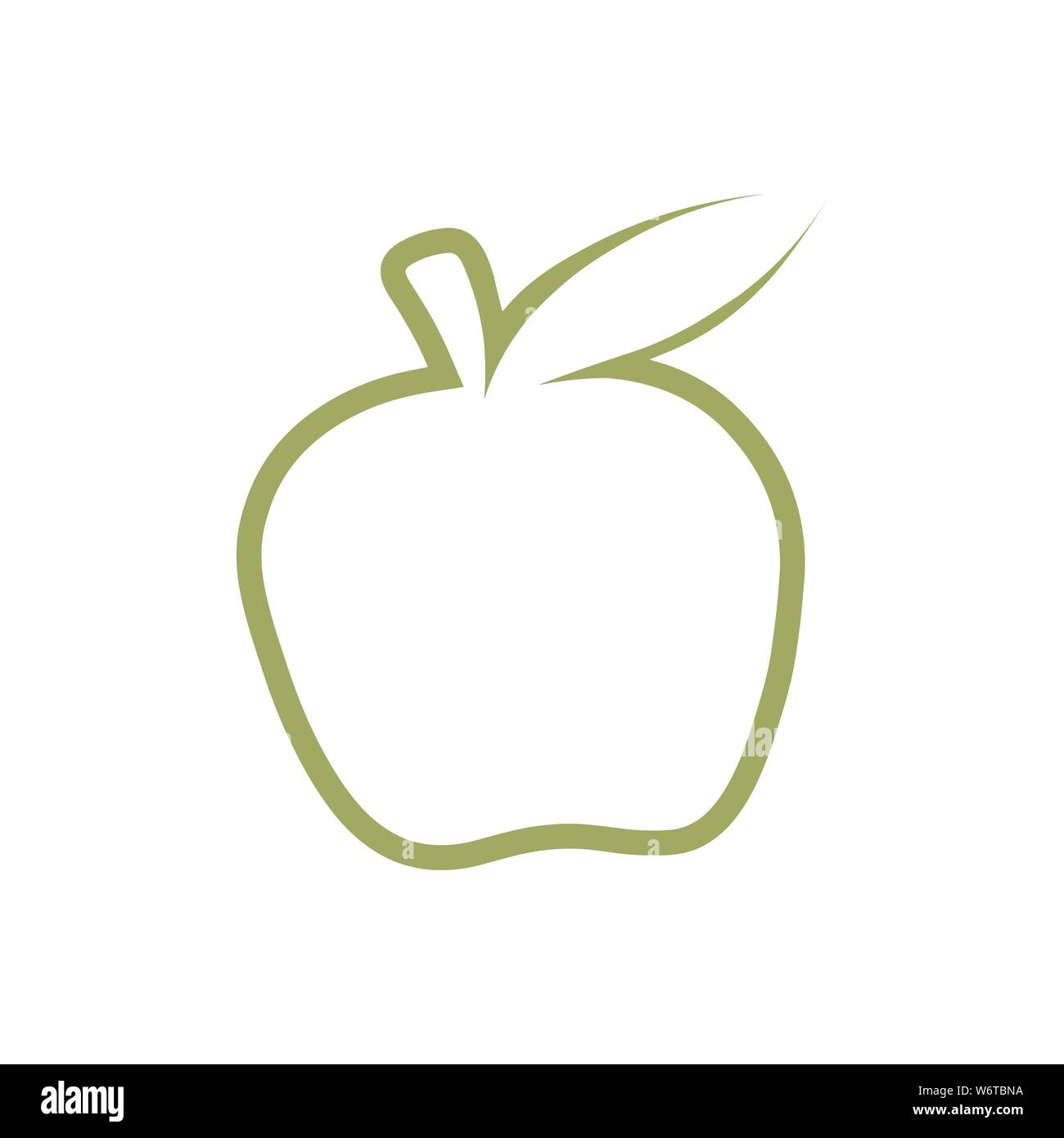 illustration monochrome of apple logo. Green Apple vector outline icon ...