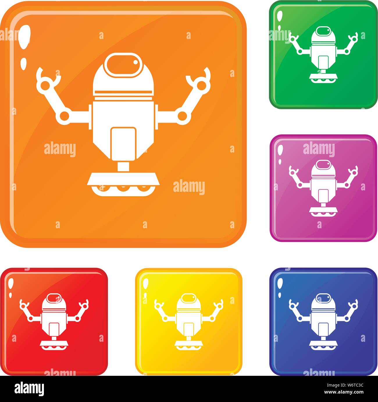 Robot on wheels icons set vector color Stock Vector Image & Art - Alamy