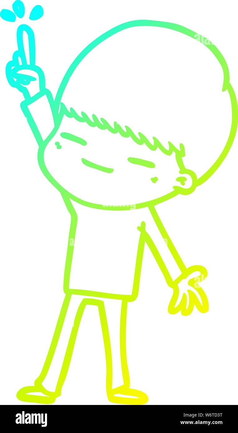 cold gradient line drawing of a cartoon smug boy Stock Vector Image ...