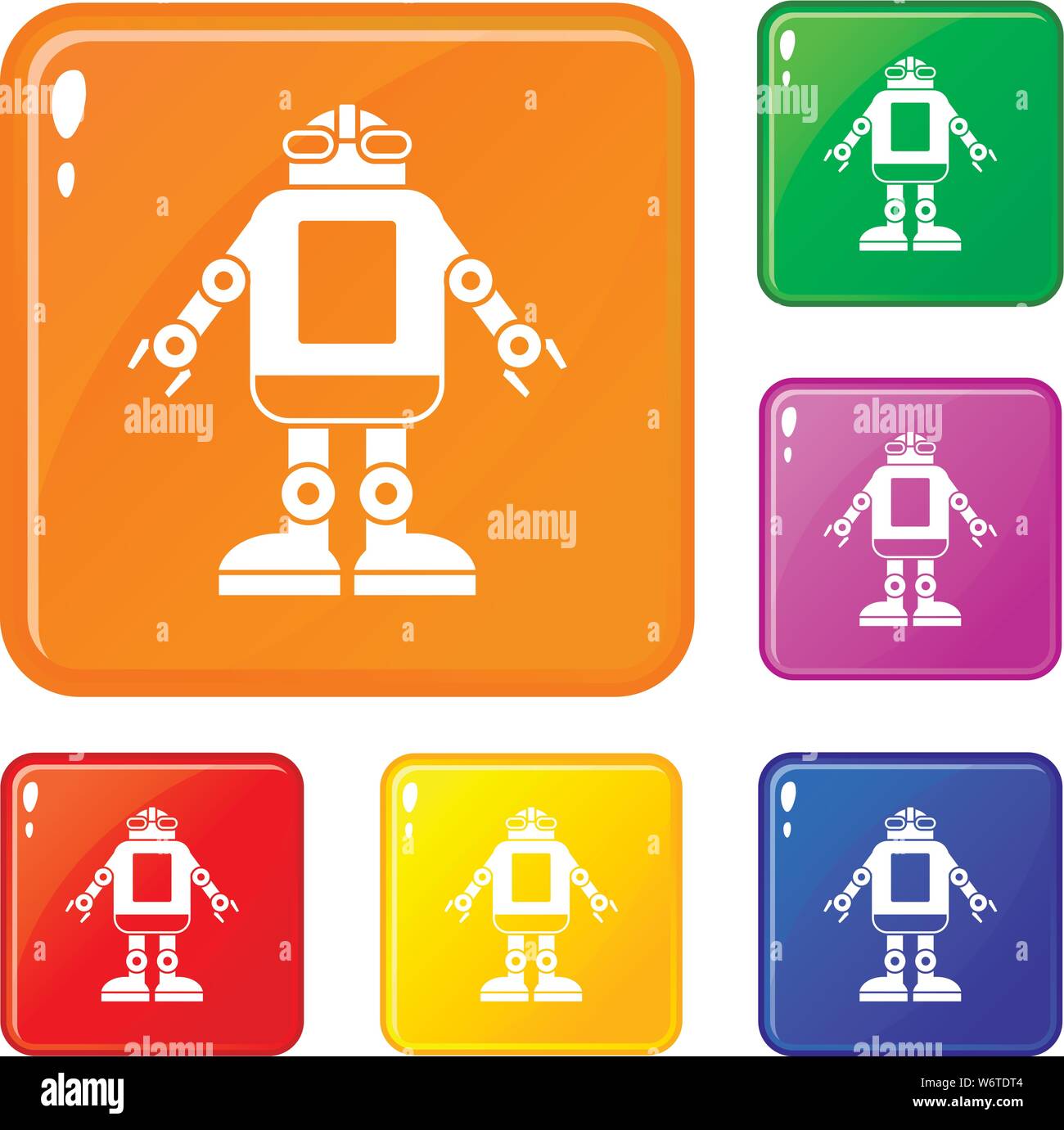 Automation machine robot icons set vector color Stock Vector Image ...